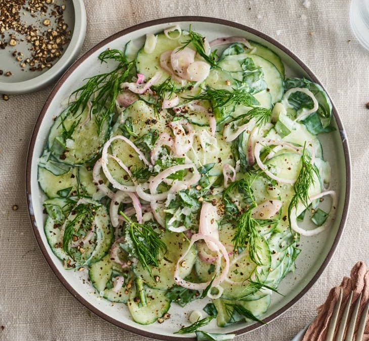 Fresh Buttermilk Yogurt Herb Cucumber Shallot Salad - Joyful Wellness ...